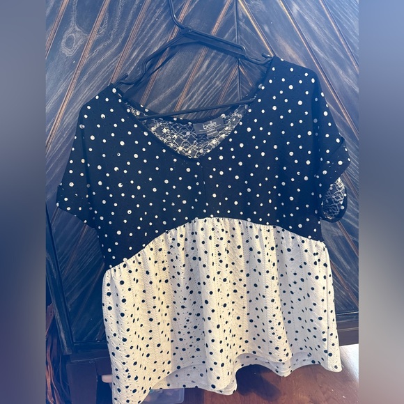 Belle By Belldini | Tops | Chic Black And White Polka Dot Blouse | Poshmark